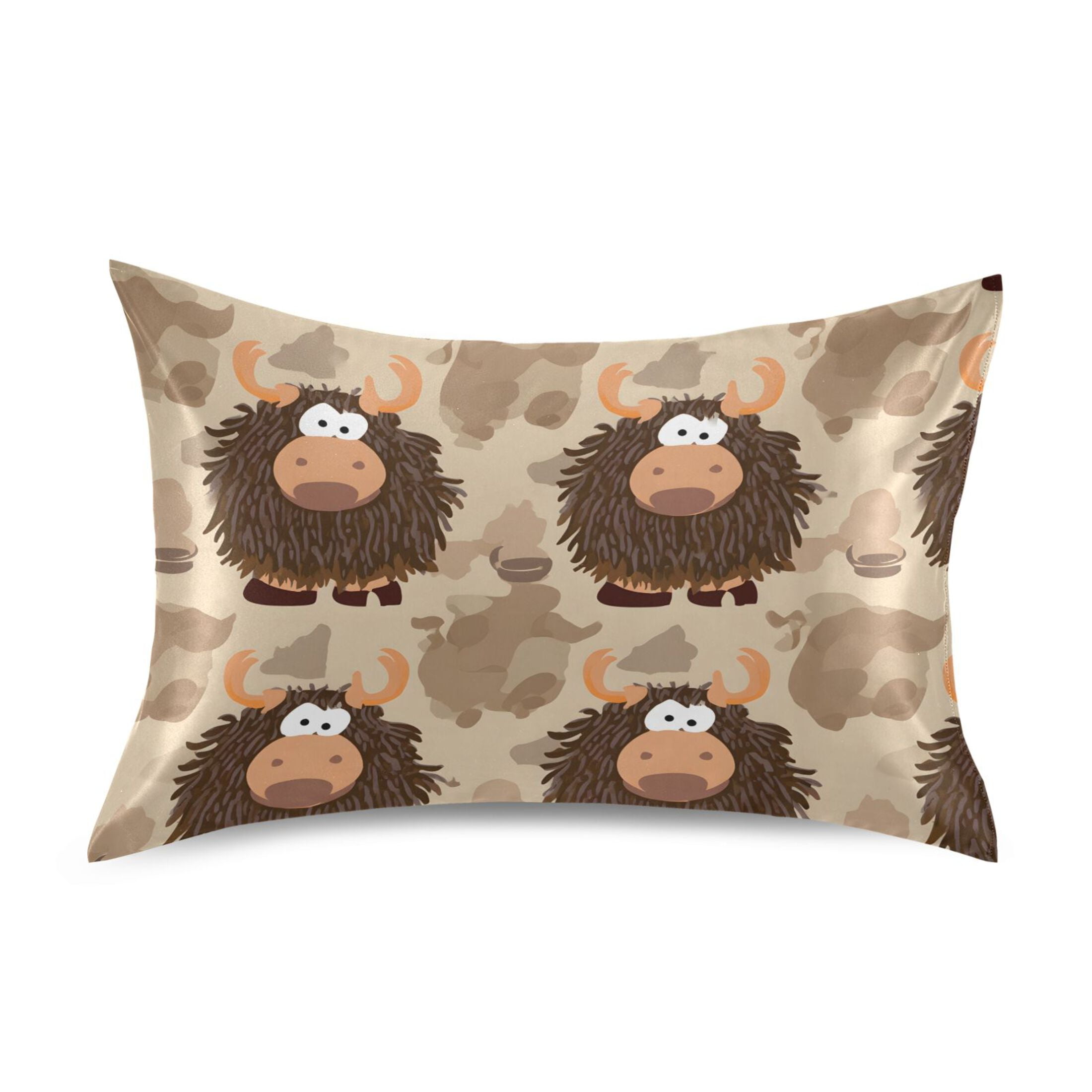 Cute Yak Pattern Pillowcase Queen Size Luxury Silky Soft Wrinkle ...