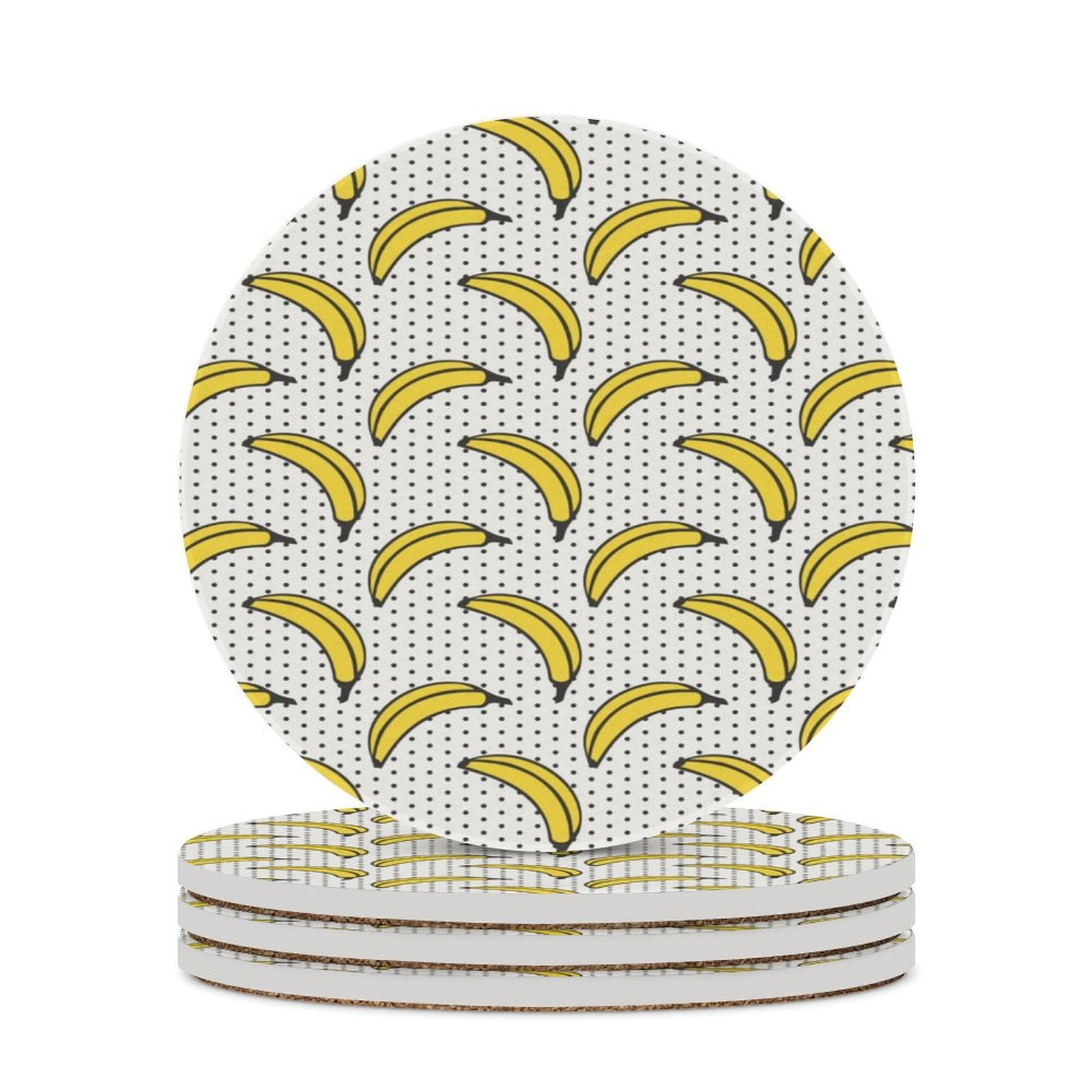 Cute Yellow Banana Ceramic Coasters Absorbent Coasters for Drinks ...