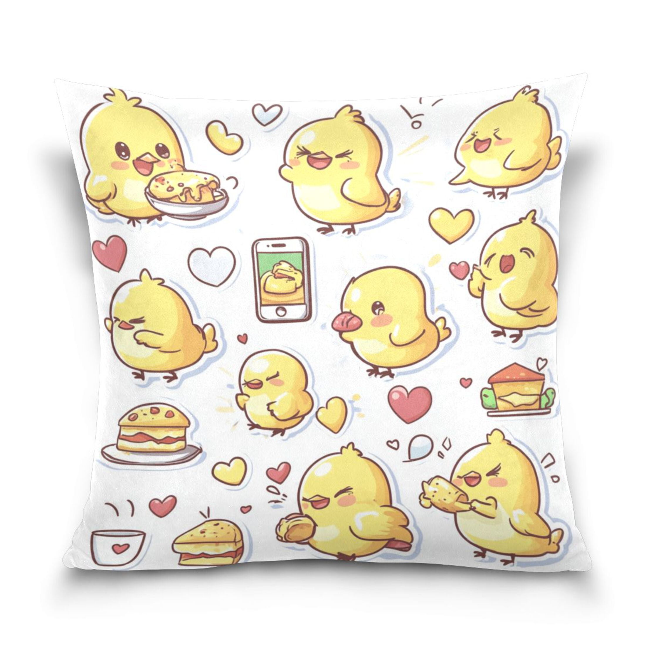 Cute Yellow Chick Pattern Pillowcase Special Crystal Velvet Square One ...