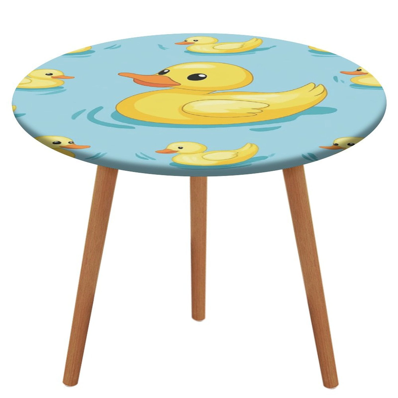 Cute Yellow Duck (10) Pattern Round Tablecloth Waterproof Elastic Table ...