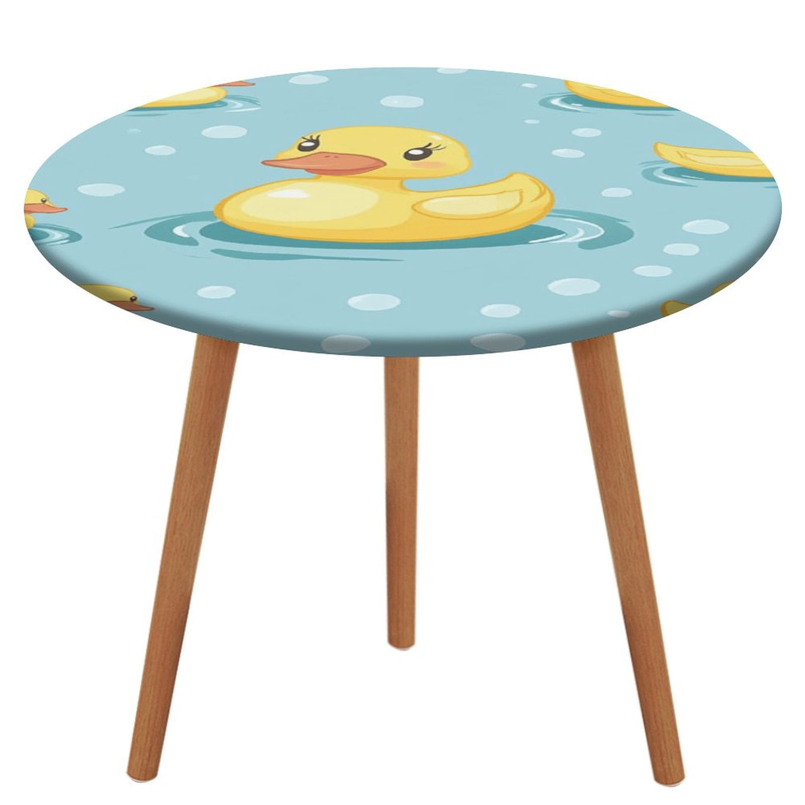 Cute Yellow Duck (11) Pattern Round Tablecloth Waterproof Elastic Table ...