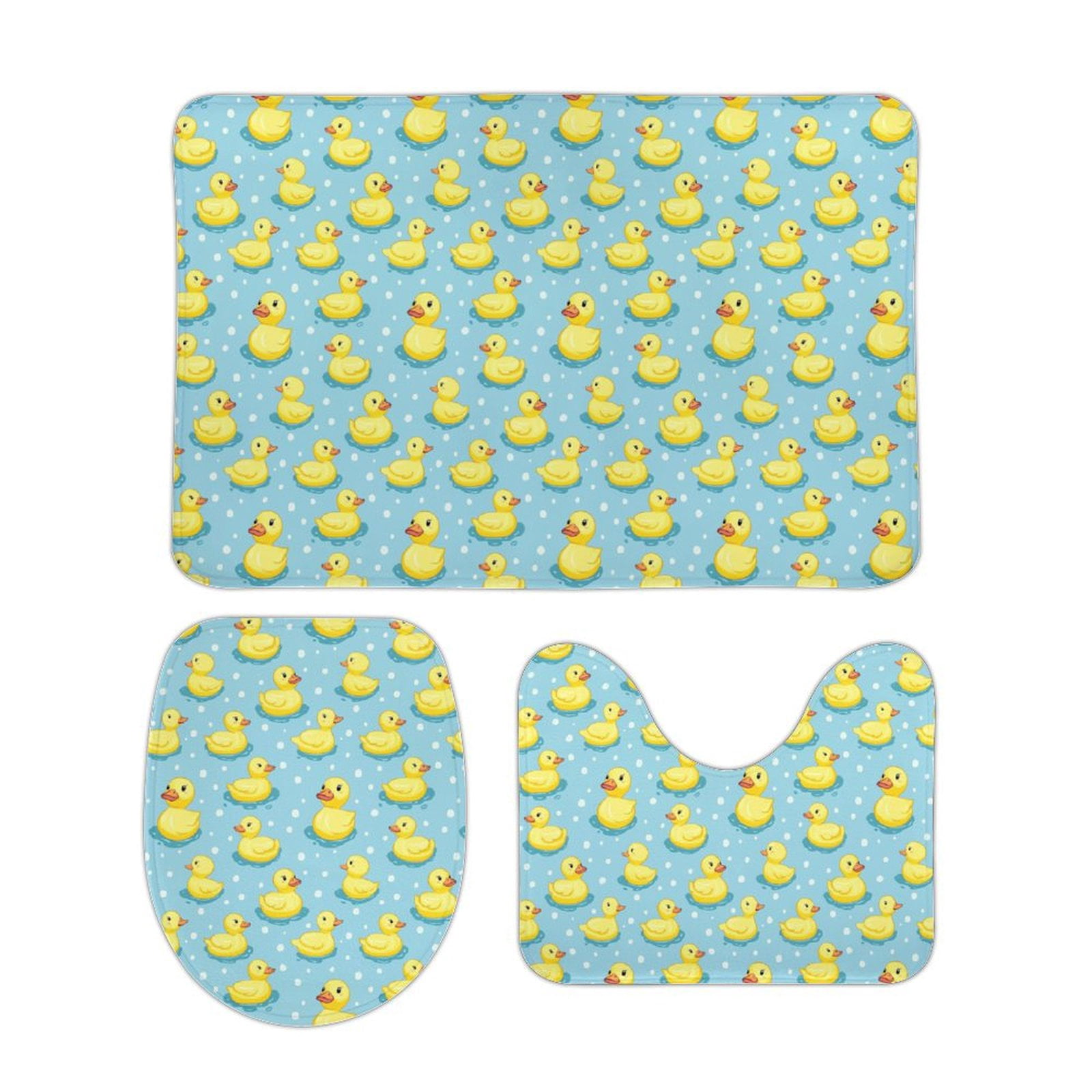 Cute Yellow Duck (35) Bathroom Mats Set of 3 Pieces Non Slip Contour ...