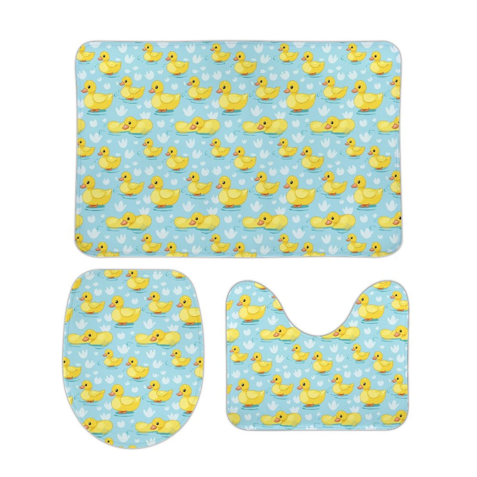 Cute Yellow Duck (37) Bathroom Rugs Set 3 Piece with Non-Slip Bath Rugs ...