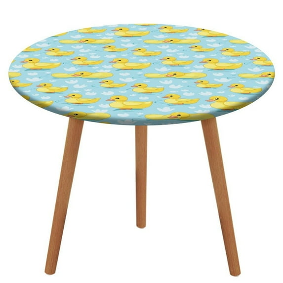 Cute Yellow Duck (38) Tablecloth Round Elastic Fitted Waterproof Table ...