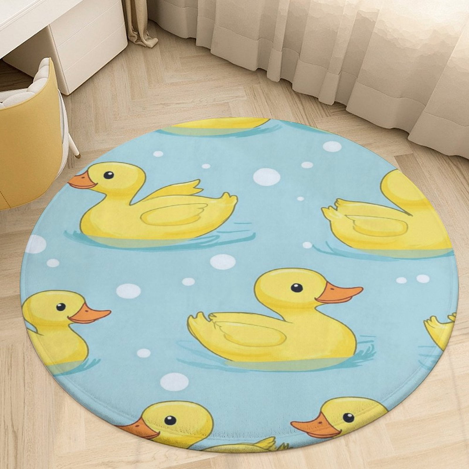 Cute Yellow Duck Round Area Rugs for Bedroom Living Room, 5FT Soft ...