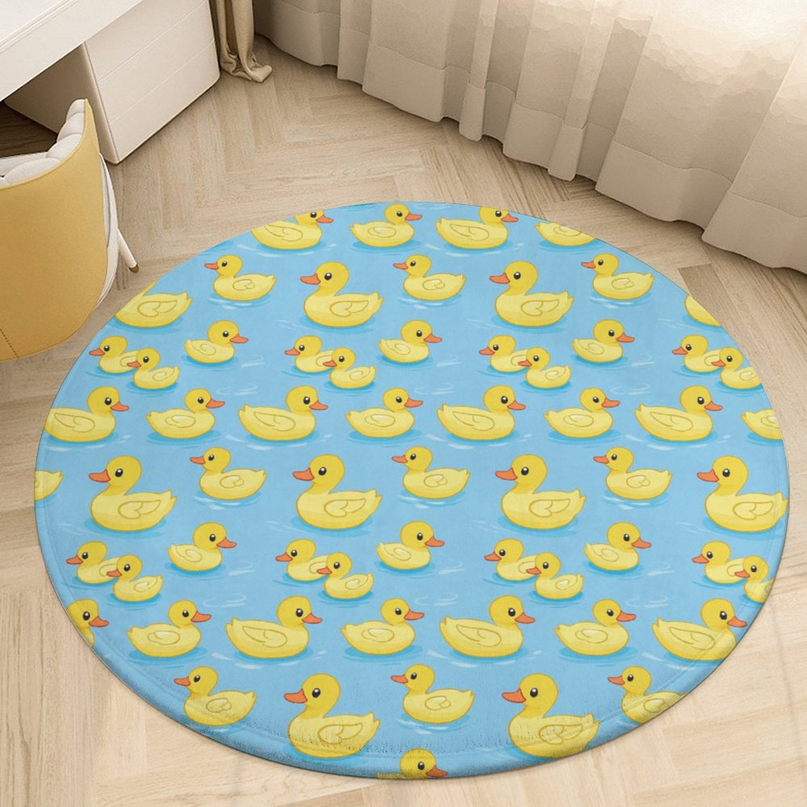 Cute Yellow Duck Round Area Rugs for Bedroom Living Room, 6FT Soft ...