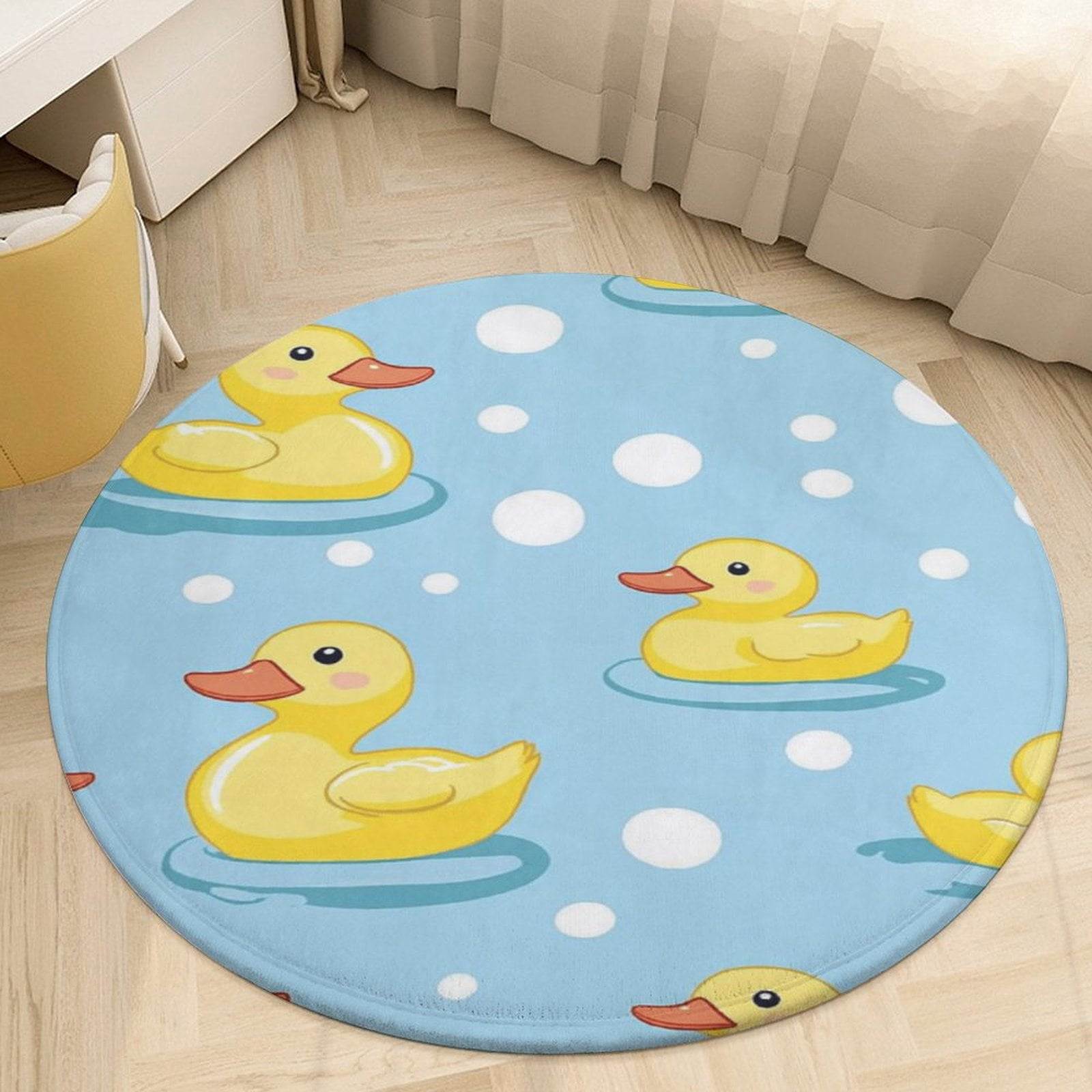 Cute Yellow Duck Round Area Rugs for Bedroom Living Room, 6FT Soft ...