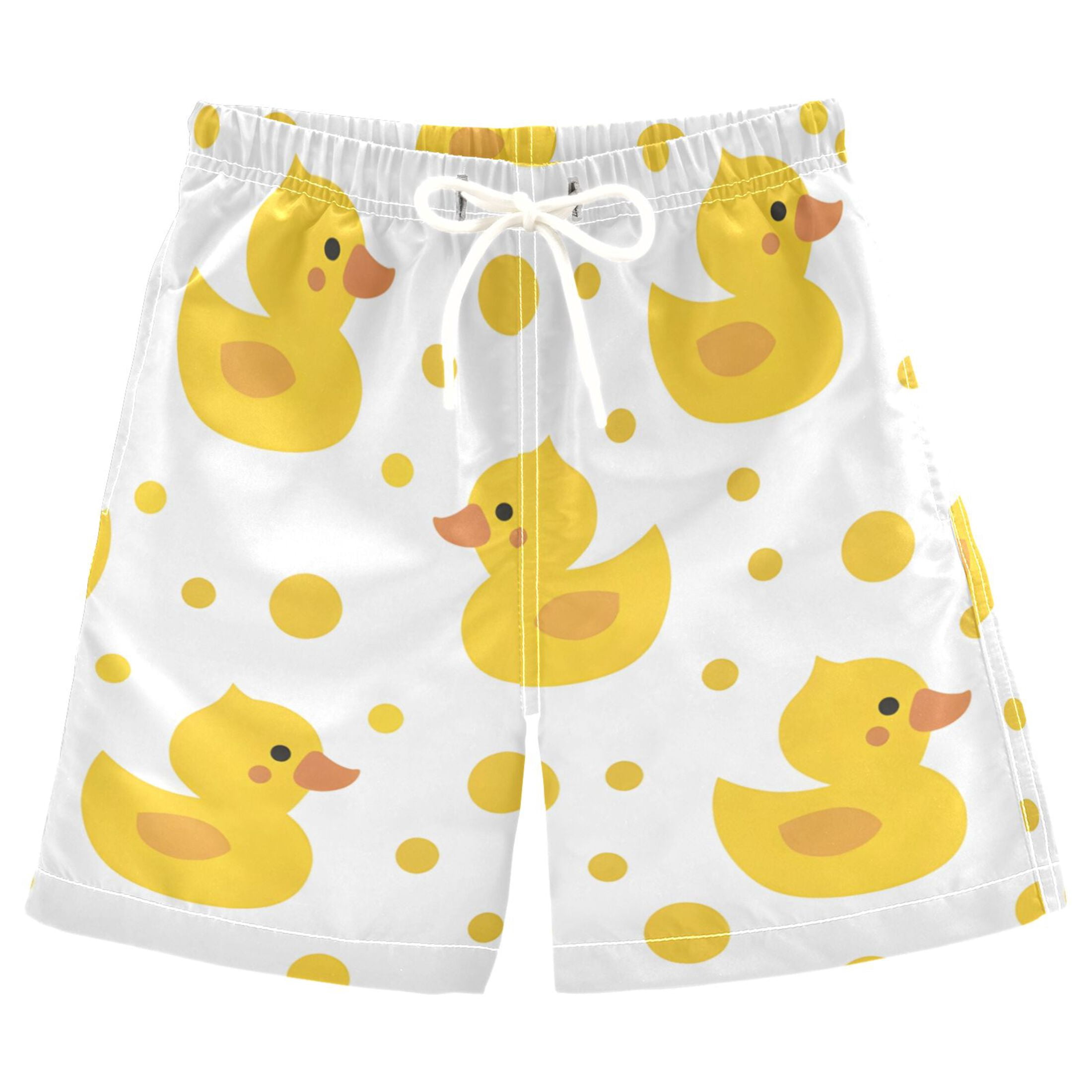Cute Yellow Ducks Dots Cartoon Boys' Beach Pants Board Shorts Swim ...