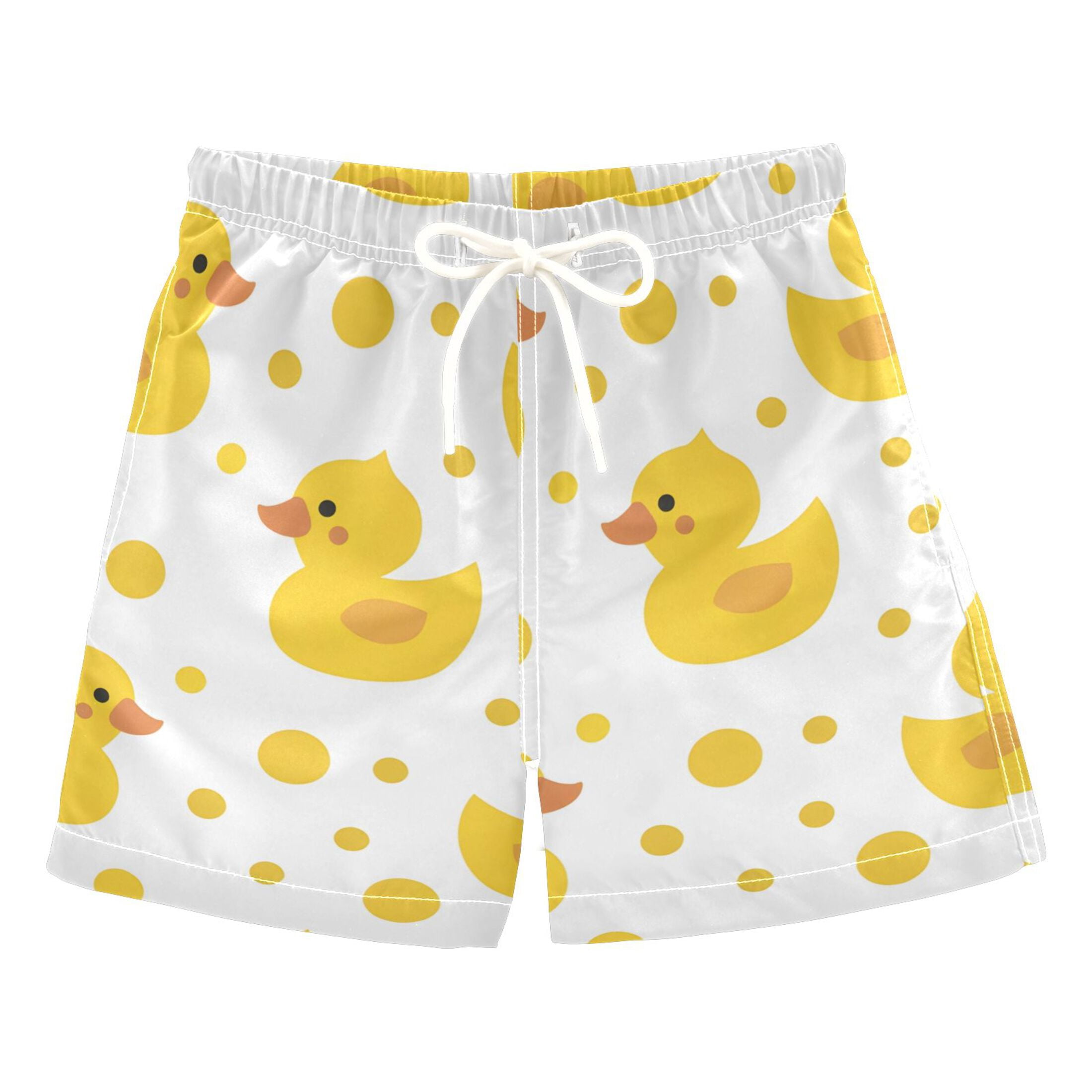 Cute Yellow Ducks Dots Cartoon Boys' Swim Trunks Board Shorts Beach ...