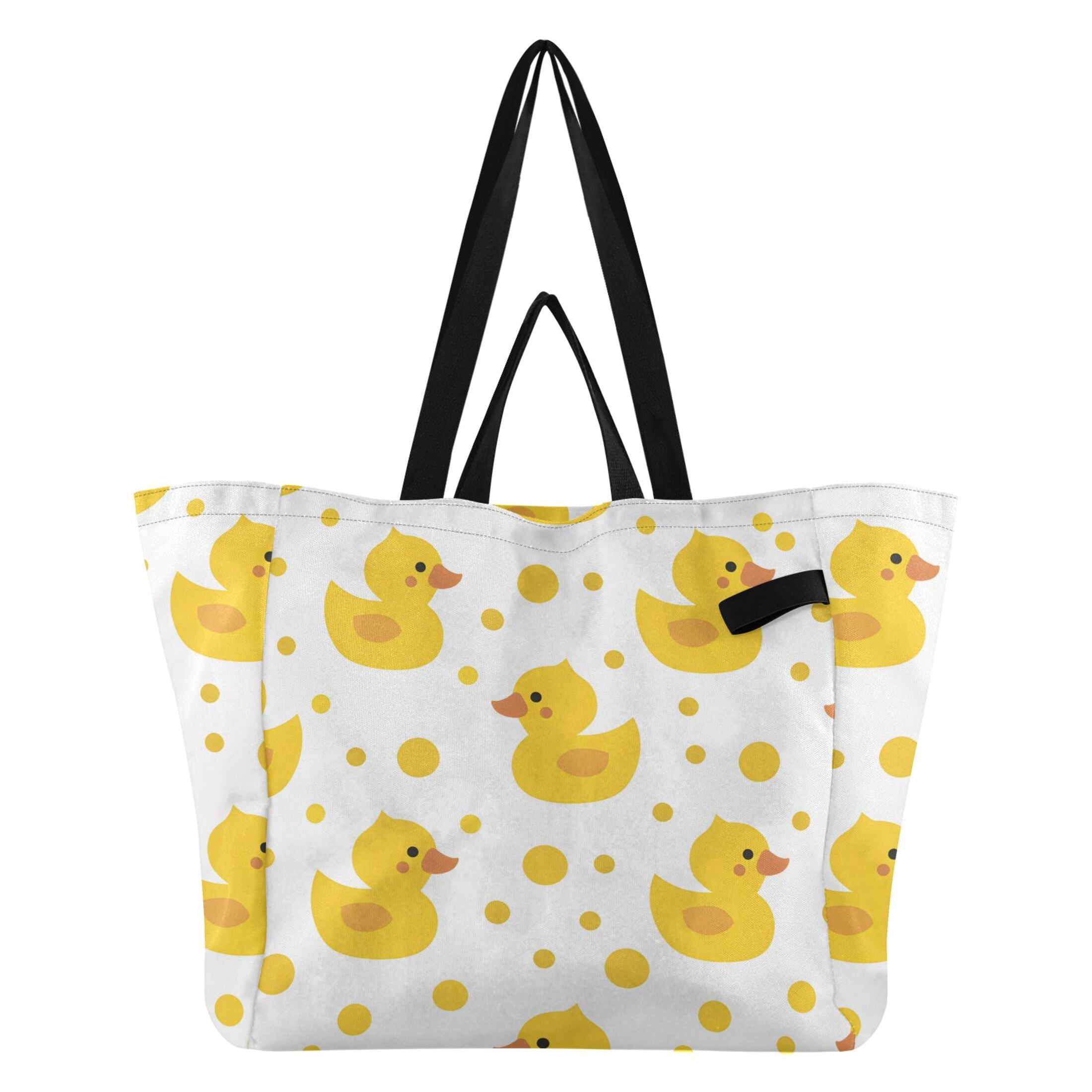 Cute Yellow Ducks Dots Cartoon Foldable Canvas Tote Bags Reusable ...