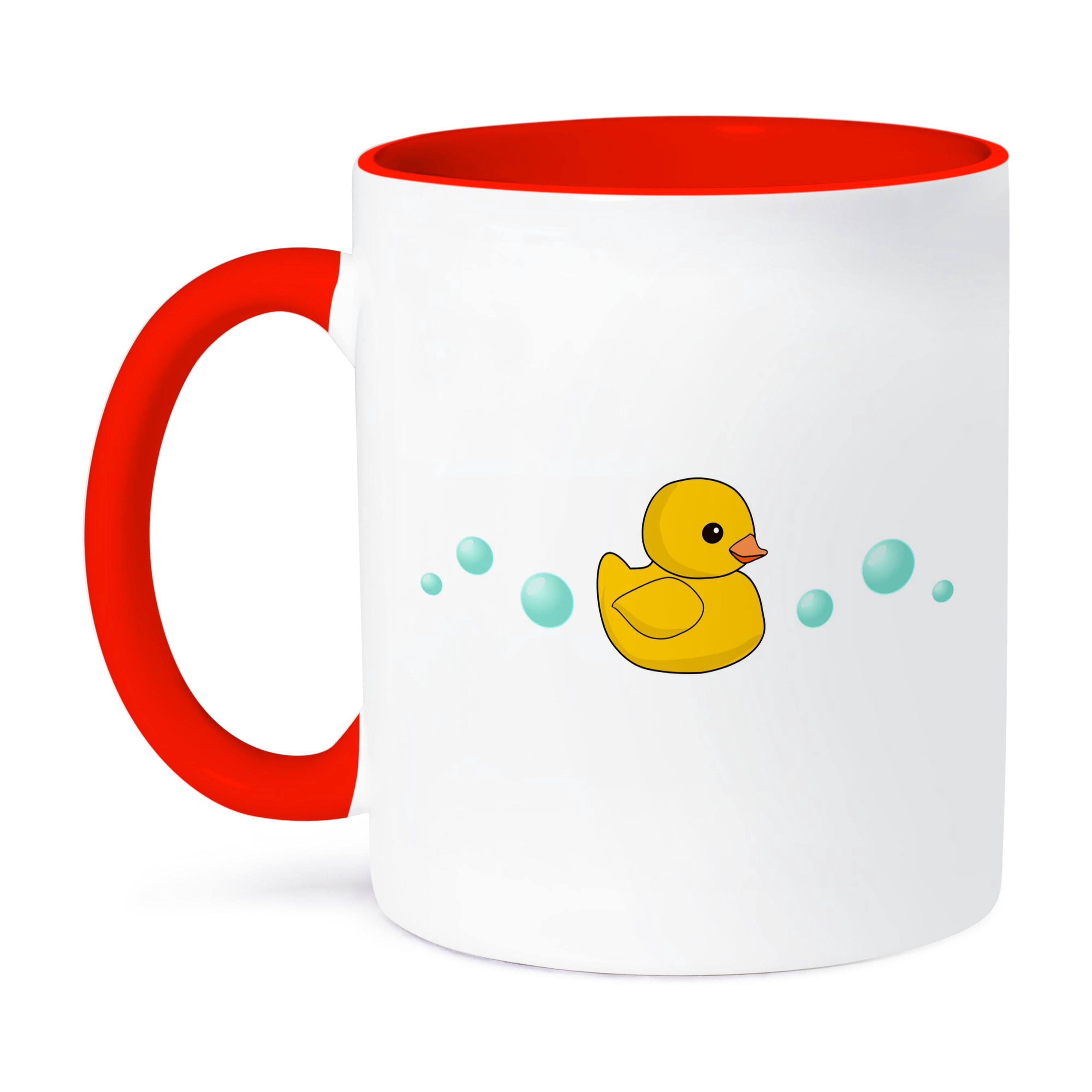 Cute Yellow Rubber Ducky Cartoon With Soap Bubbles - Kawaii Duckie On ...