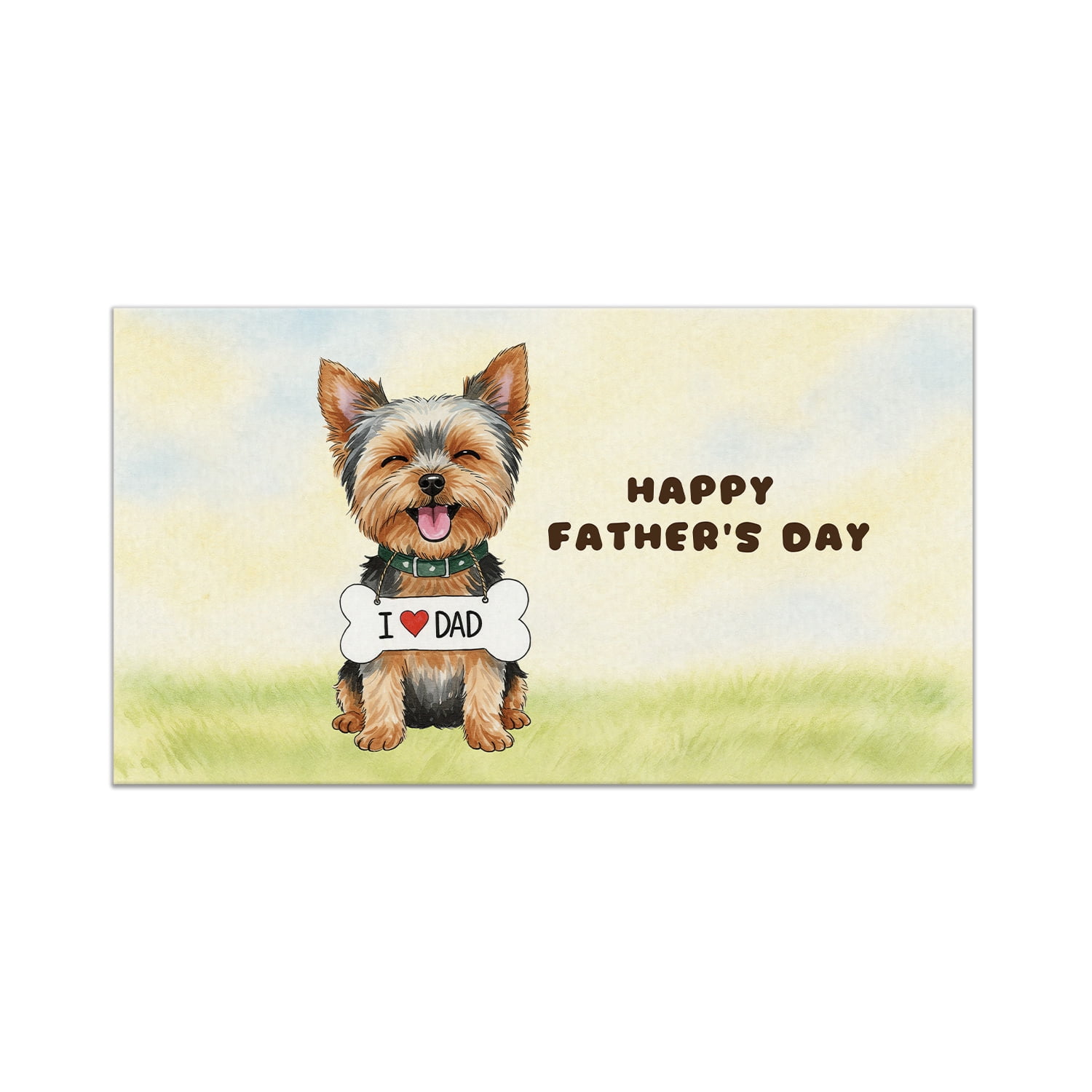 Cute Yorkshire Terrier Loves Dad Happy Father's Day Doormat Yorkie Dog ...