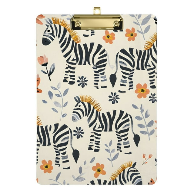 Cute Zebras and Flowers Acrylic Clipboards 12 x 9 Inch A4 Size with Low ...