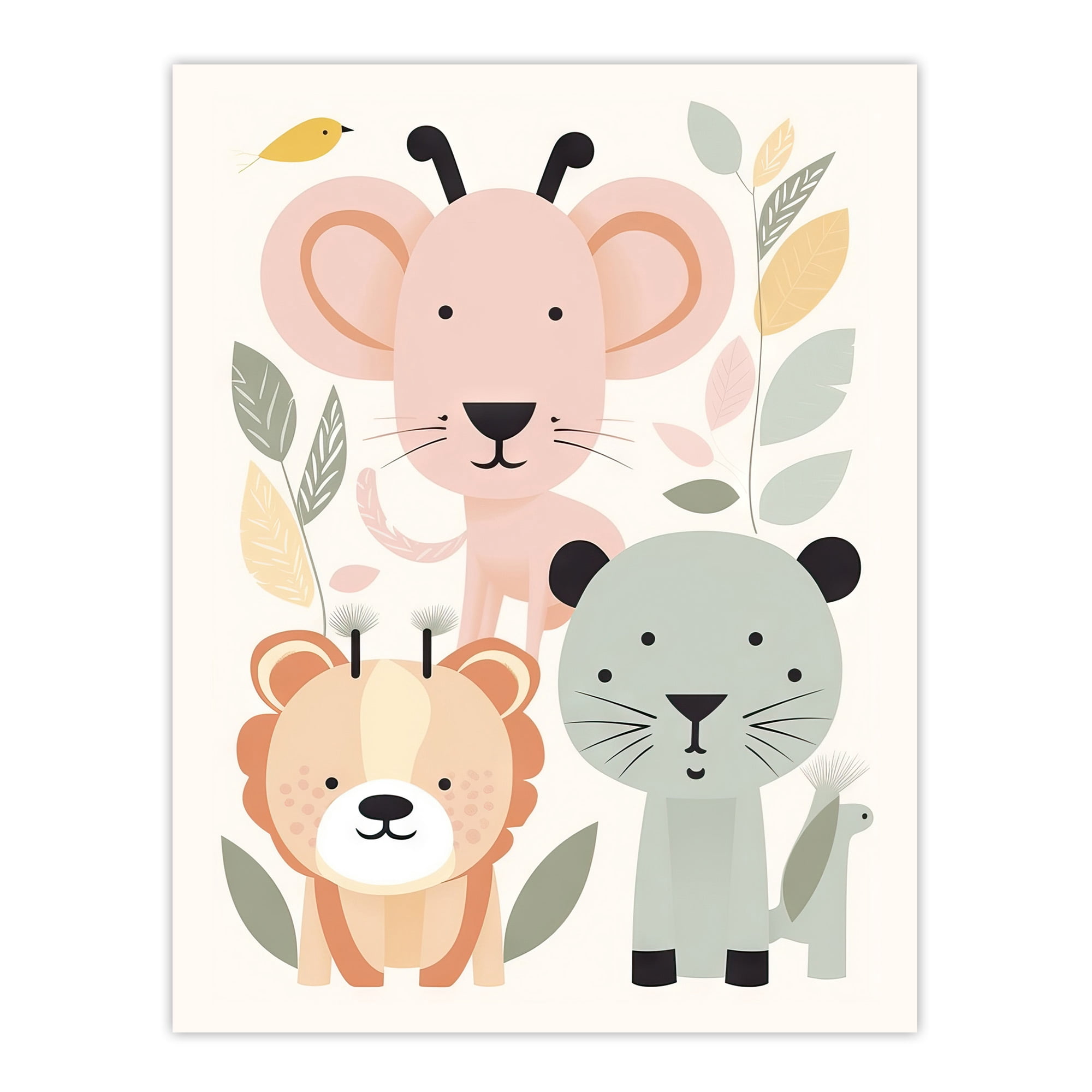 Cute Zoo Baby Animals Pastel Colour Graphic Artwork Jungle Forest ...
