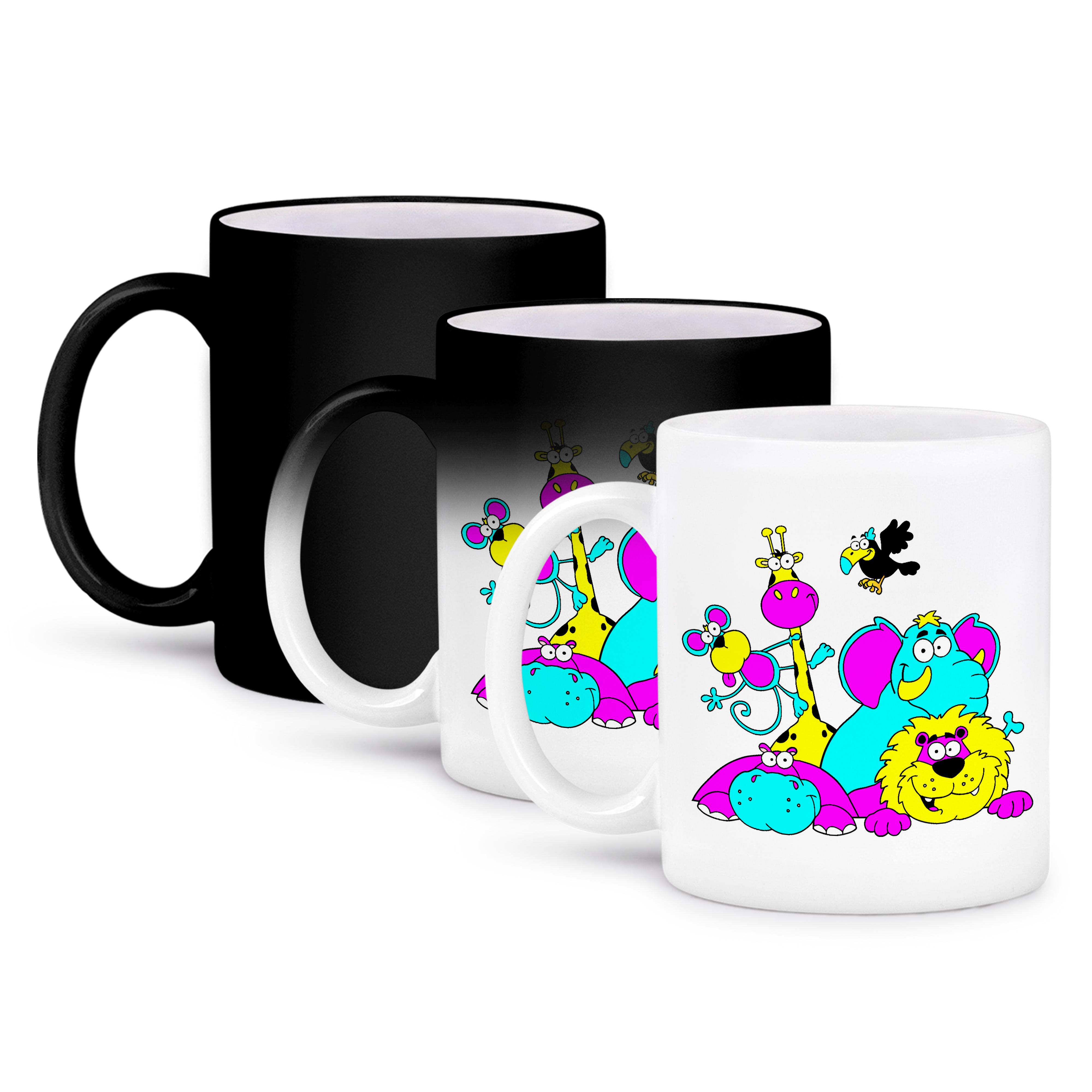 3dRose, Cute adorable Jungle Animals Cartoon CMYK Cartoon, 11oz Magic Transforming Mug - Walmart.com