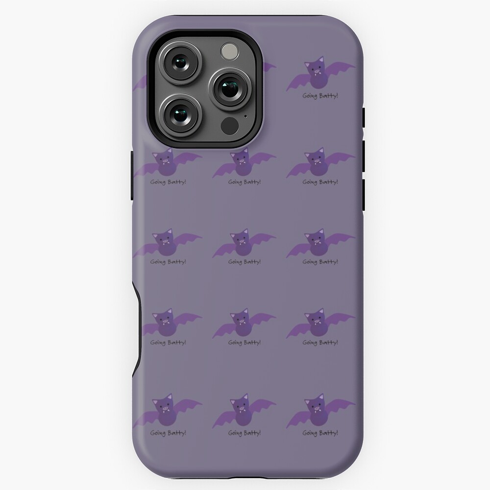 Cute and Funny Going Batty Purple Bat Phone Case for iPhone 16 15 14 13 ...