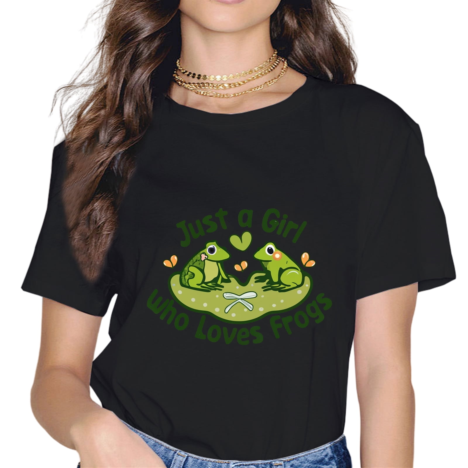 Cute and Funny Just a Girl Who Loves Frogs Women and Moms T-Shirt ...