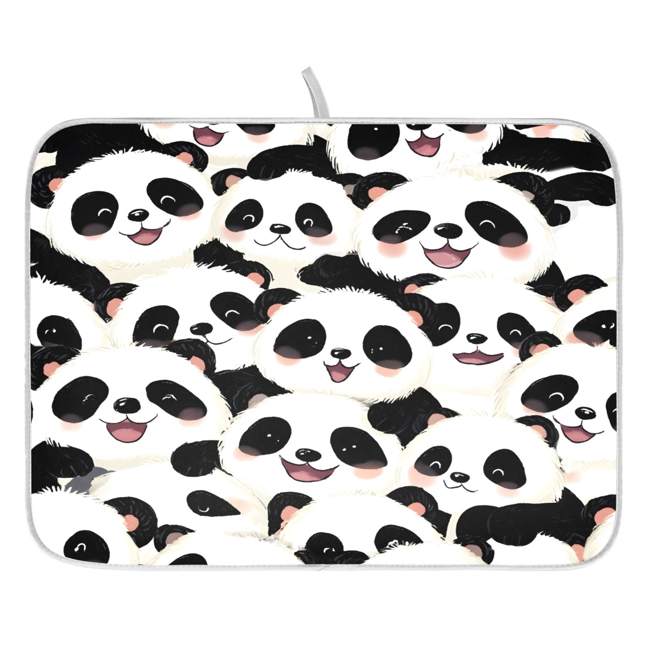 Cute and Happy Panda Pattern Drying Dish Mat Quick Drying Absorbent ...