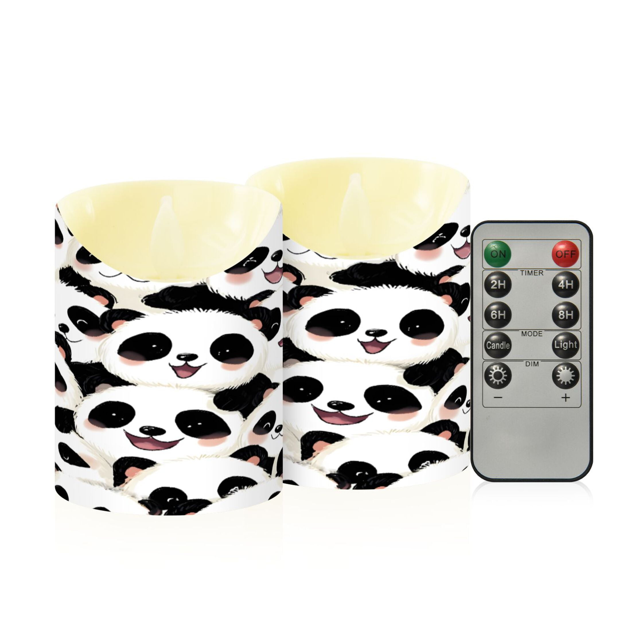 Cute and Happy Panda Pattern Flameless Candles 2 PCS with Remote ...