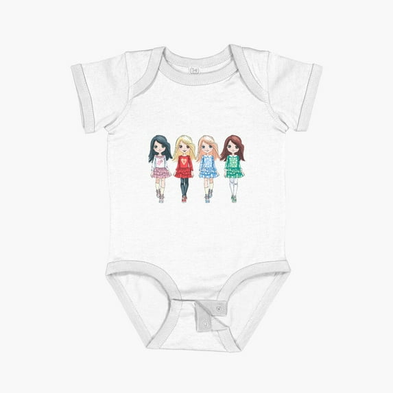 Cute baby girls in colorful dresses Short Sleeve Baby One-Piece - 1616 ...