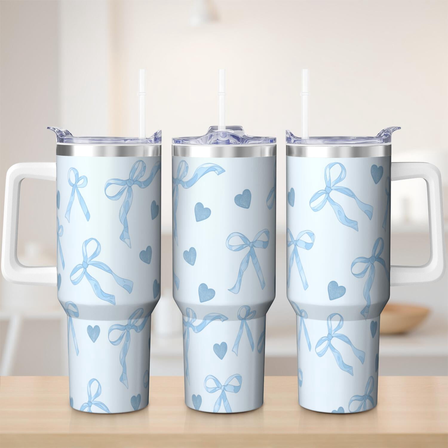 Cute bow tumbler 40 oz tumbler with handle and straw 304 stainless ...