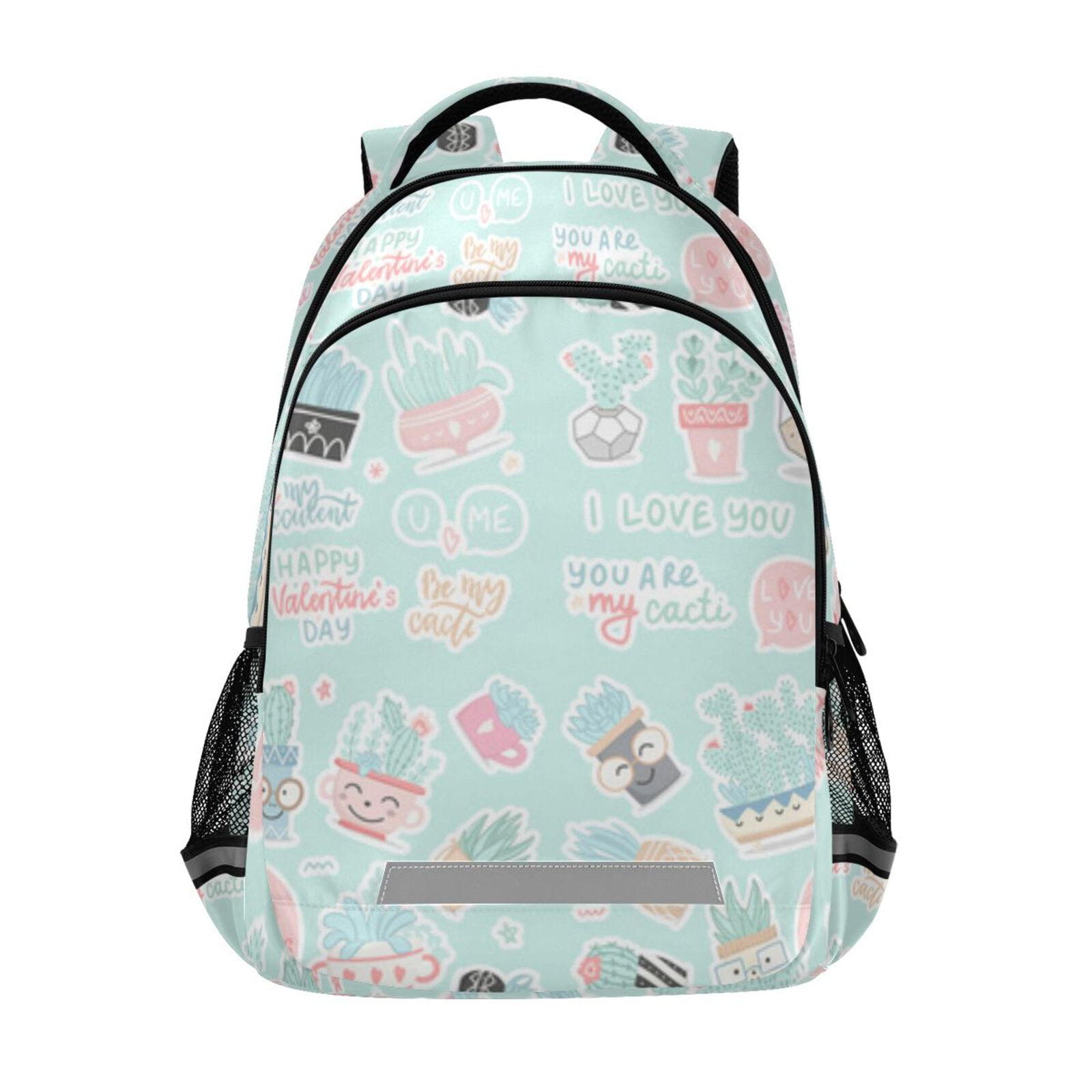 Cute cactus Valentines day Backpacks with Safety Reflective Strips ...