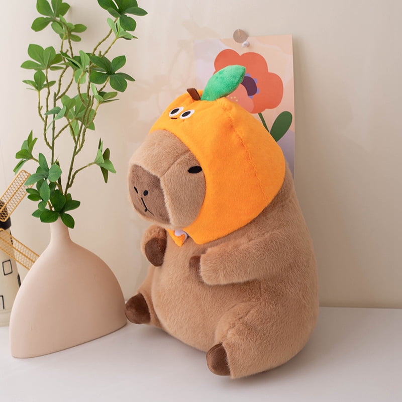 Cute capybara doll with hat, frog headgear, Capybara plush toy, small ...