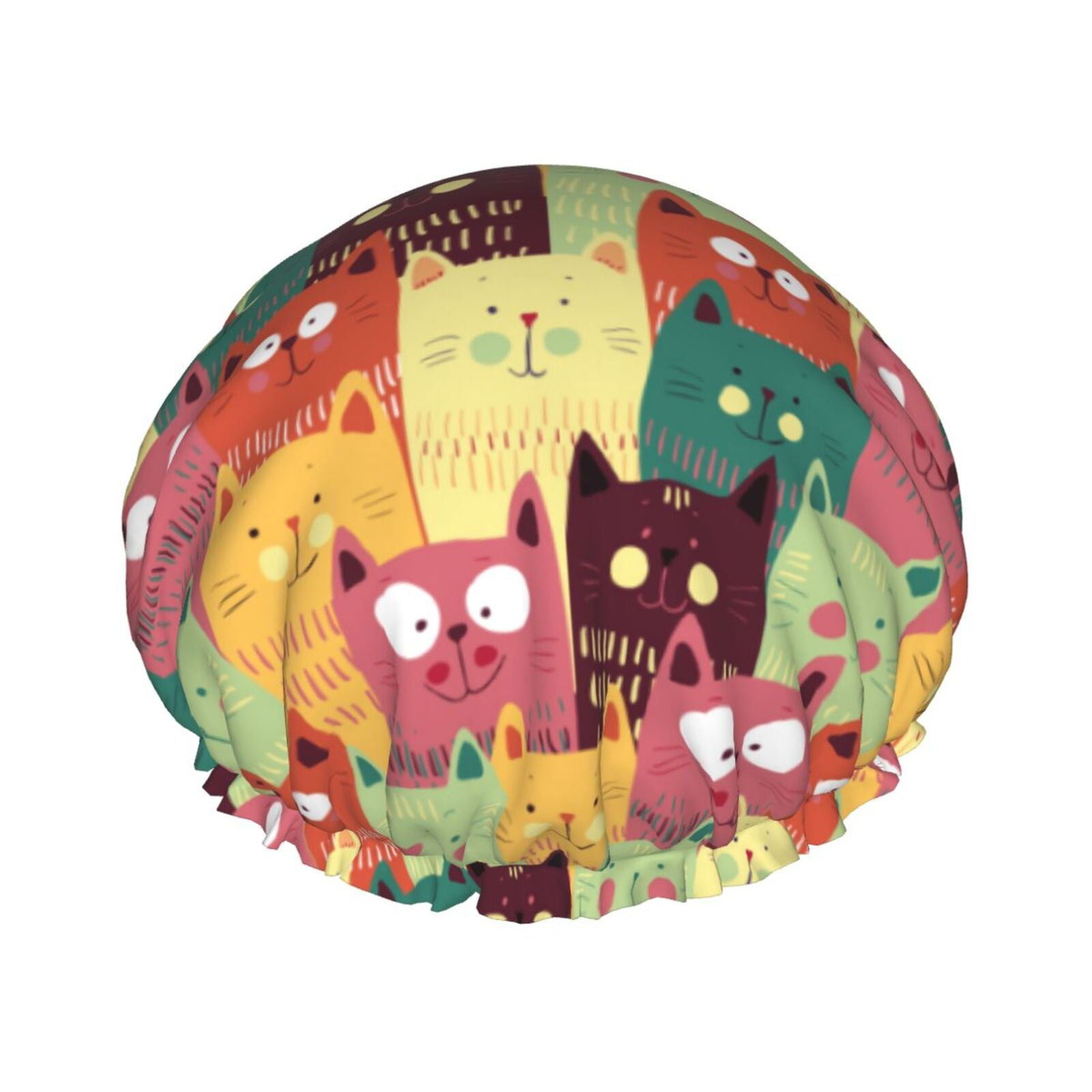 Cute cartoon cat Shower Cap, Reusable Bath Hair Hat for all Hair ...