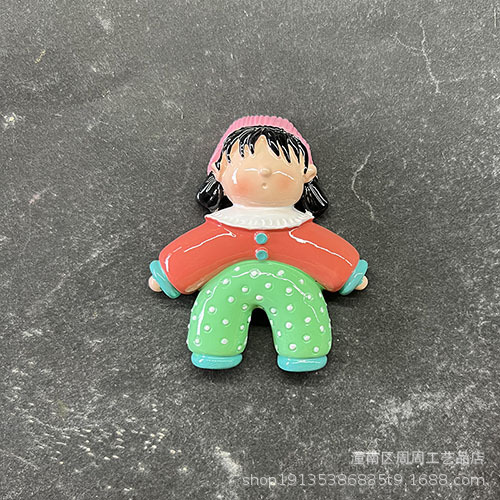 Cute cartoon dopamine girl three-dimensional character resin decoration ...