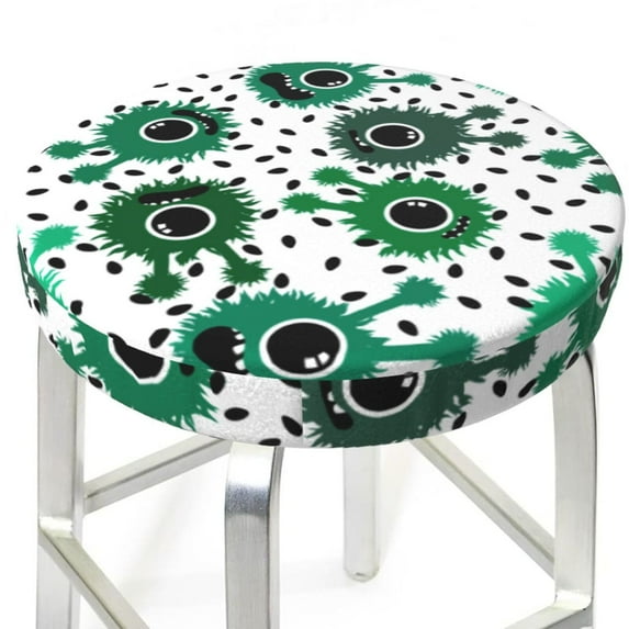 Cute cartoon eyes green Bar Stool Covers - Stretch Round Seat Covers ...