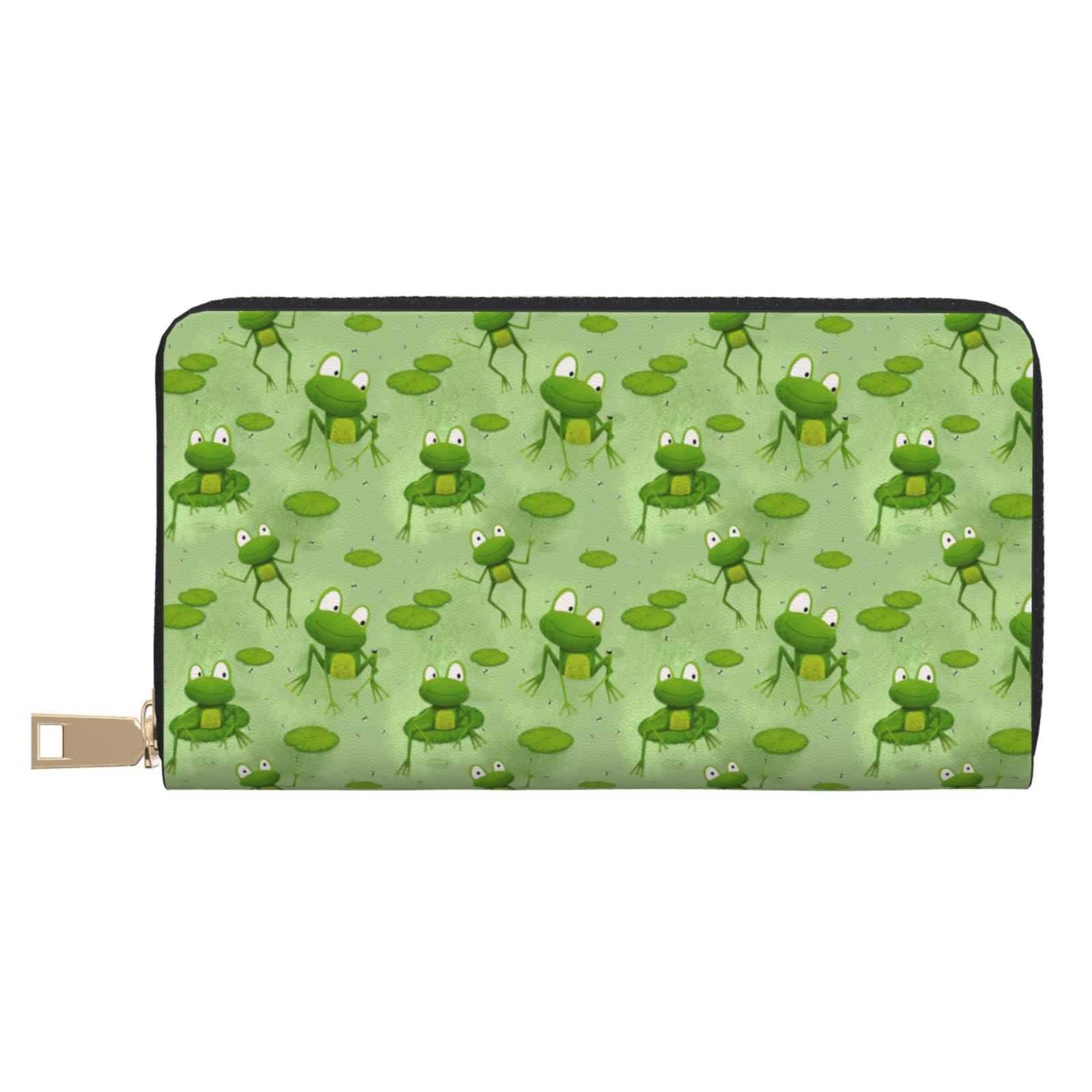Cute cartoon frogs water lily Wallet Women, Leather Bifold Multi Card ...