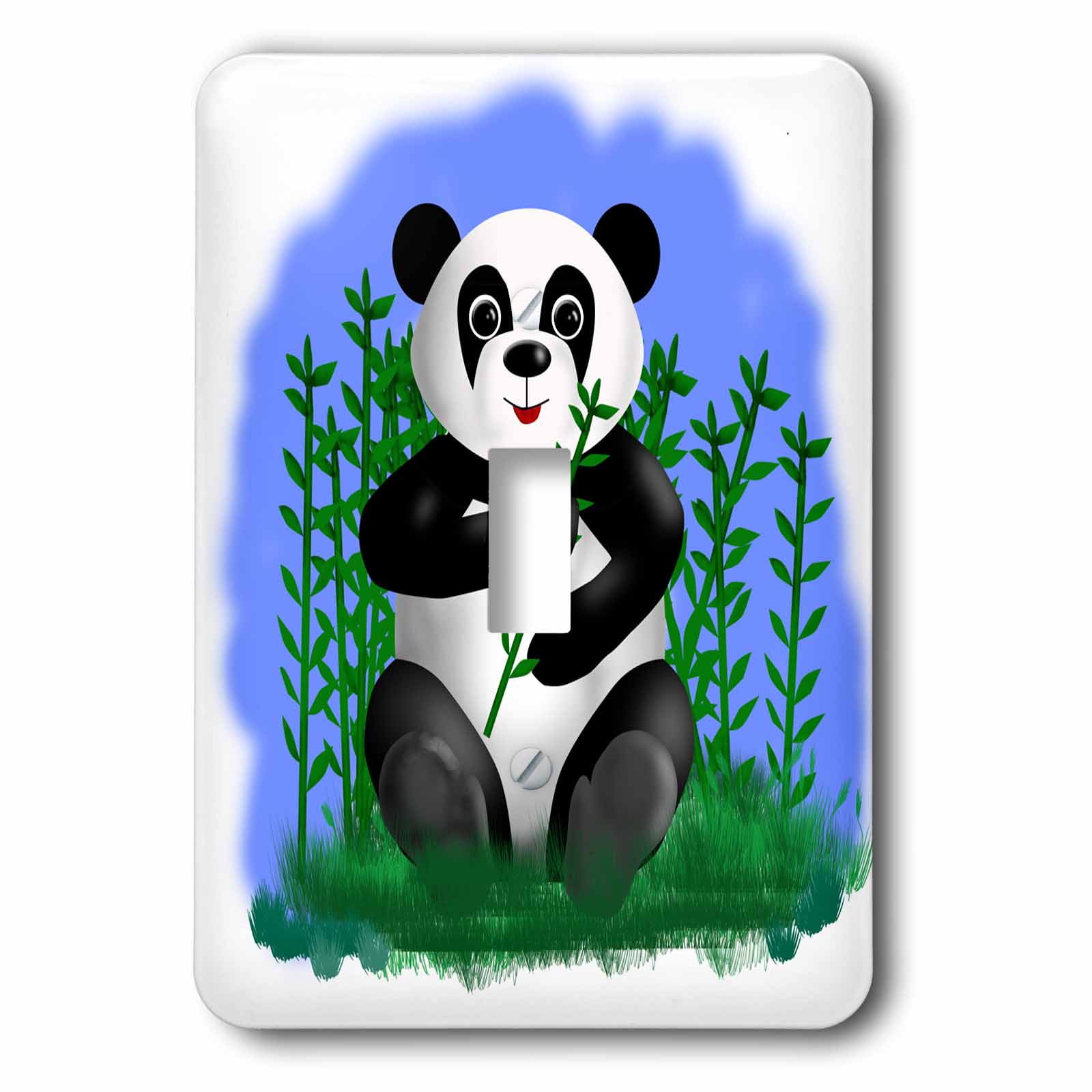 Cute cartoon panda eating a bamboo stalk single toggle switch lsp ...