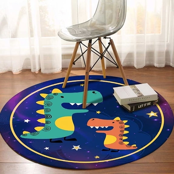 Cute cartoon printed pattern circular carpet home bedroom study ...