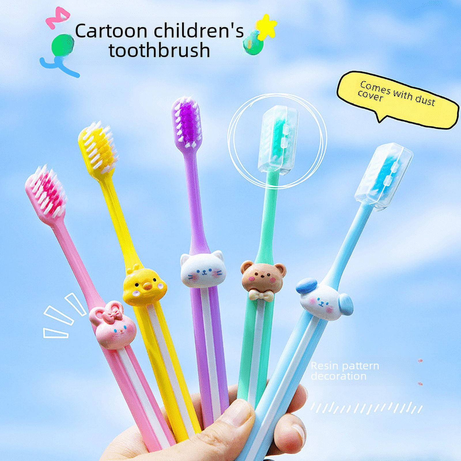 Cute cartoon soft bristle toothbrush candy color Student adult ...