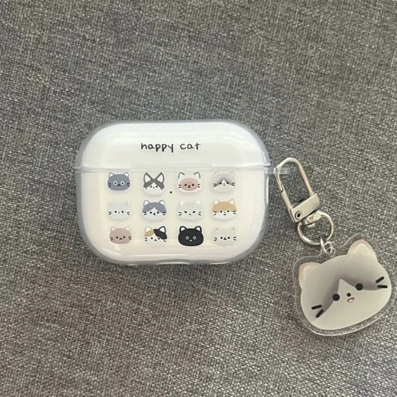Cute cartoon transparent soft Case with Keychain For AirPods 4 Airpods ...