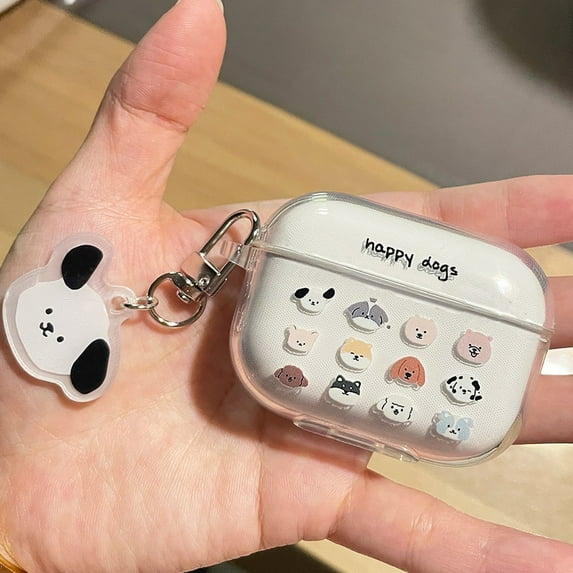 Cute cartoon transparent soft Case with Keychain For AirPods 4 Airpods ...