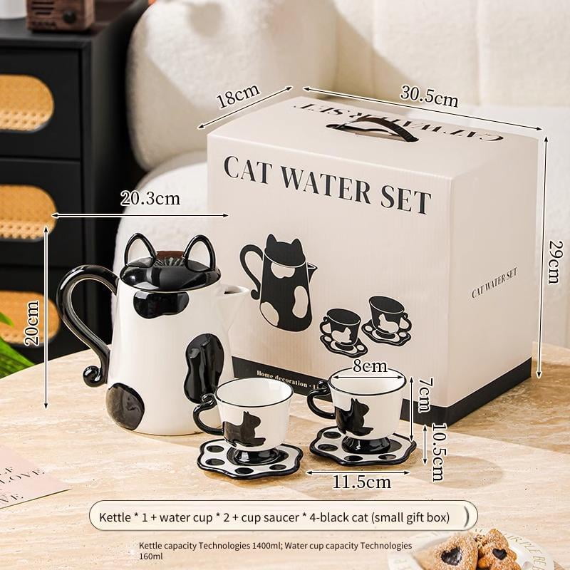Cute cat ceramic water cup set creative personality orange cat tea set ...