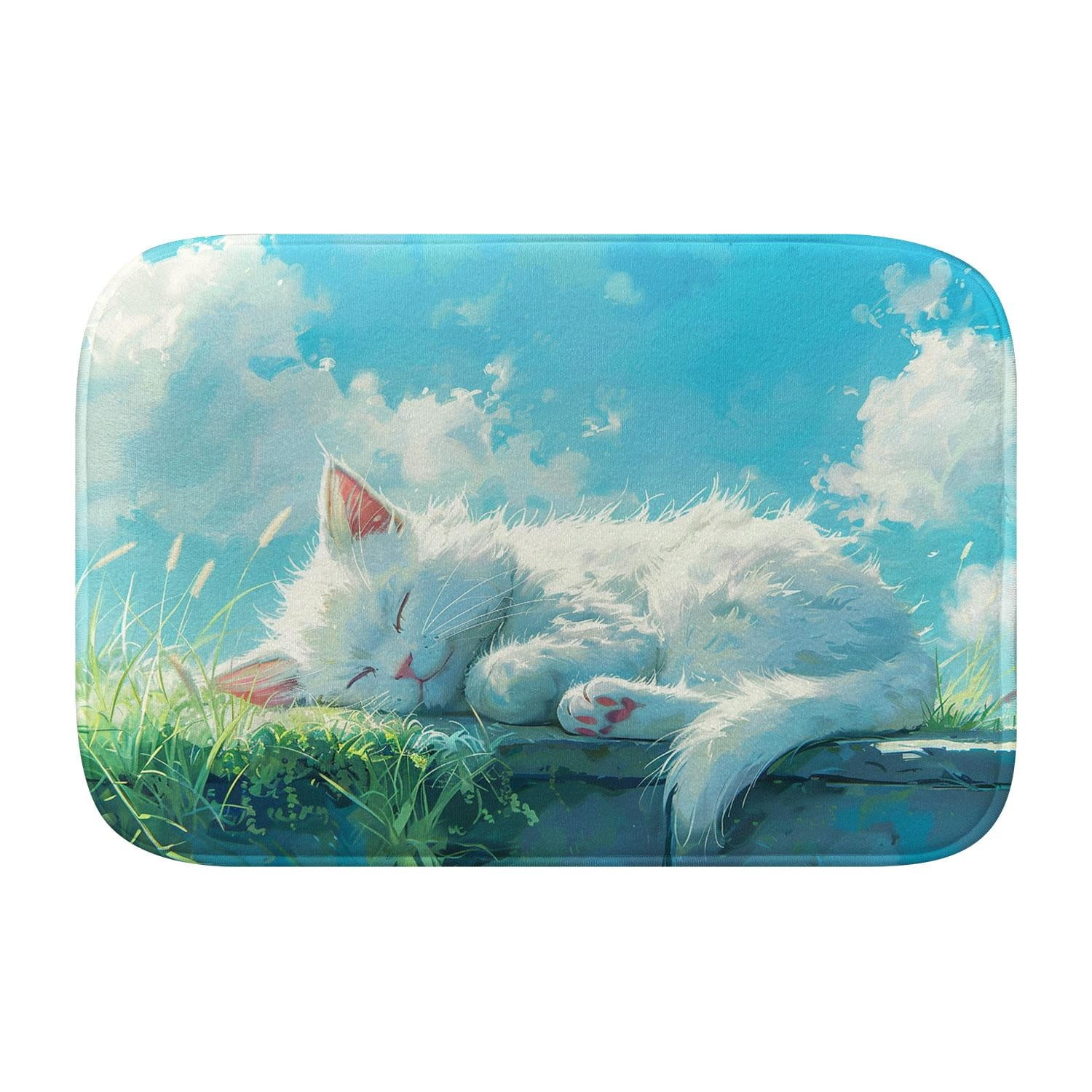 Cute cat pattern 450 Premium Non-Slip Memory Foam Bath Mat – Absorbent ...