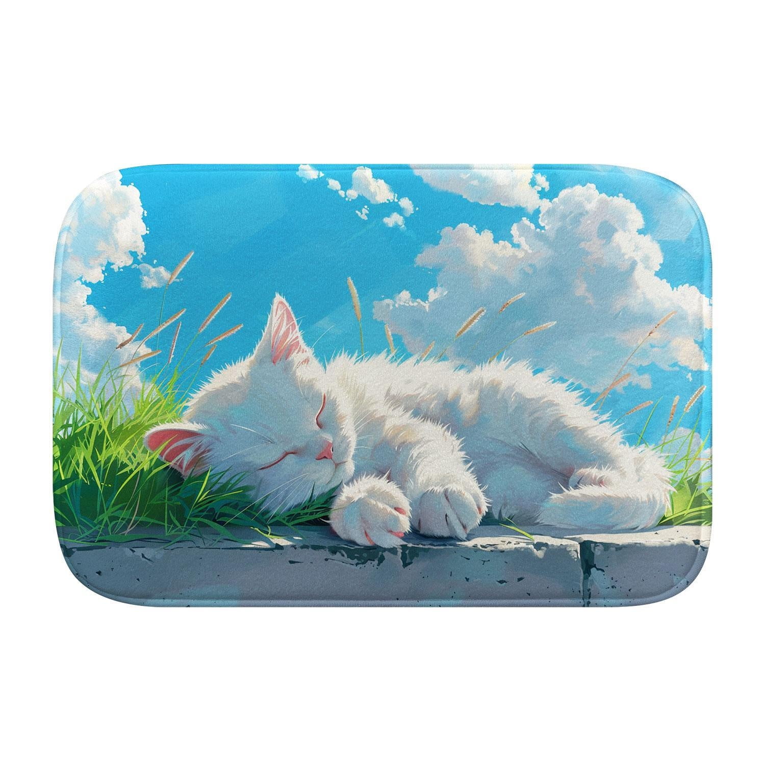 Cute cat pattern 482 Premium Non-Slip Memory Foam Bath Mat – Absorbent ...