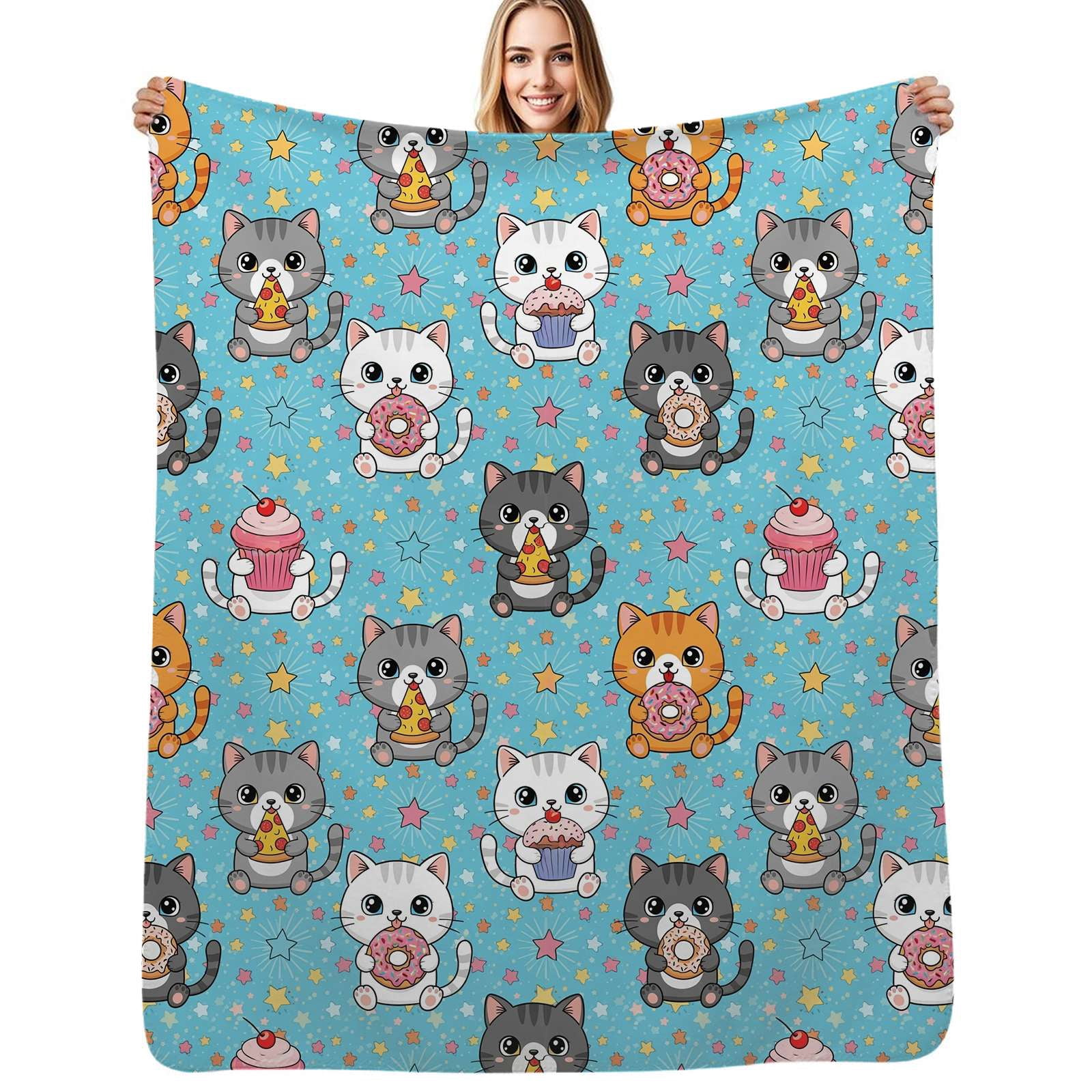 Cute cats eating sweet treats Soft Blanket Travel Bedding Throws ...