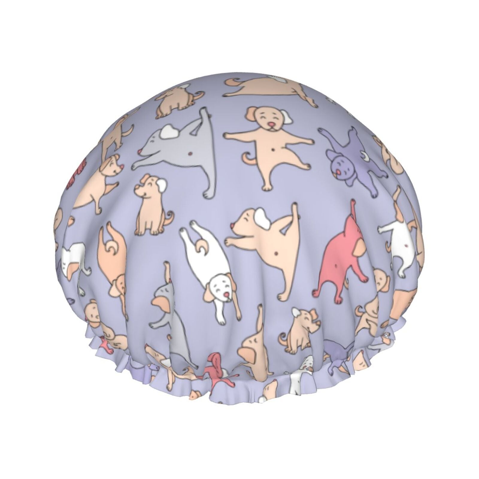 Cute colorful Dog cartoon Shower Cap for Women, Double Waterproof ...