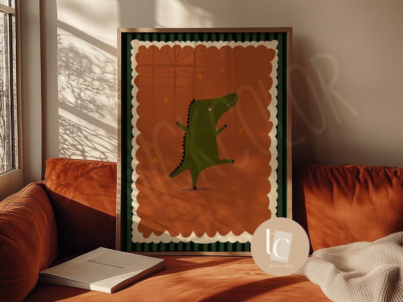 Cute crocodile dancing in the stars kids nursery wall art print fun ...