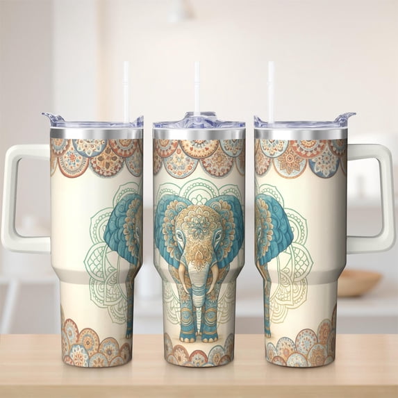 Cute elephant tumbler 40 oz tumbler with handle and straw 304 stainless ...