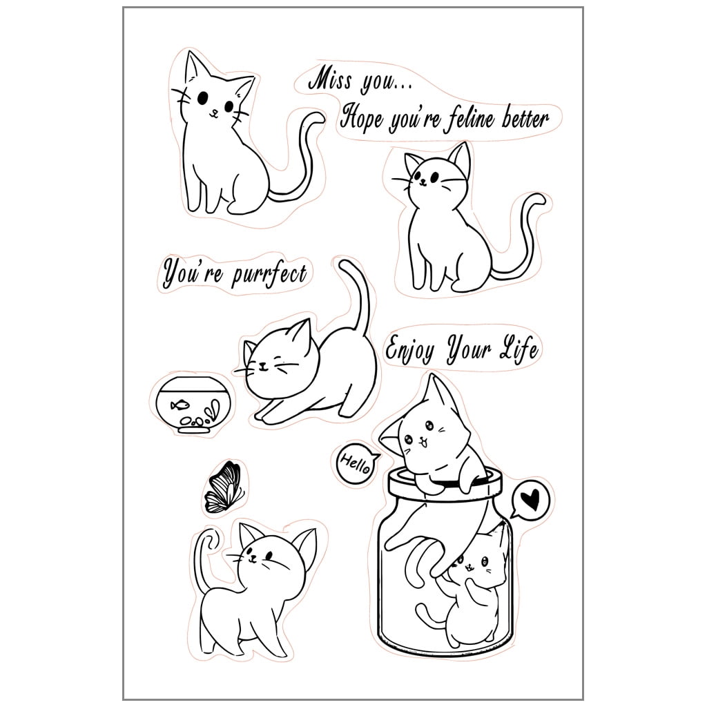 Cute for Cat Transparent Clear Stamps for DIY Scrapbooking/Card Making ...