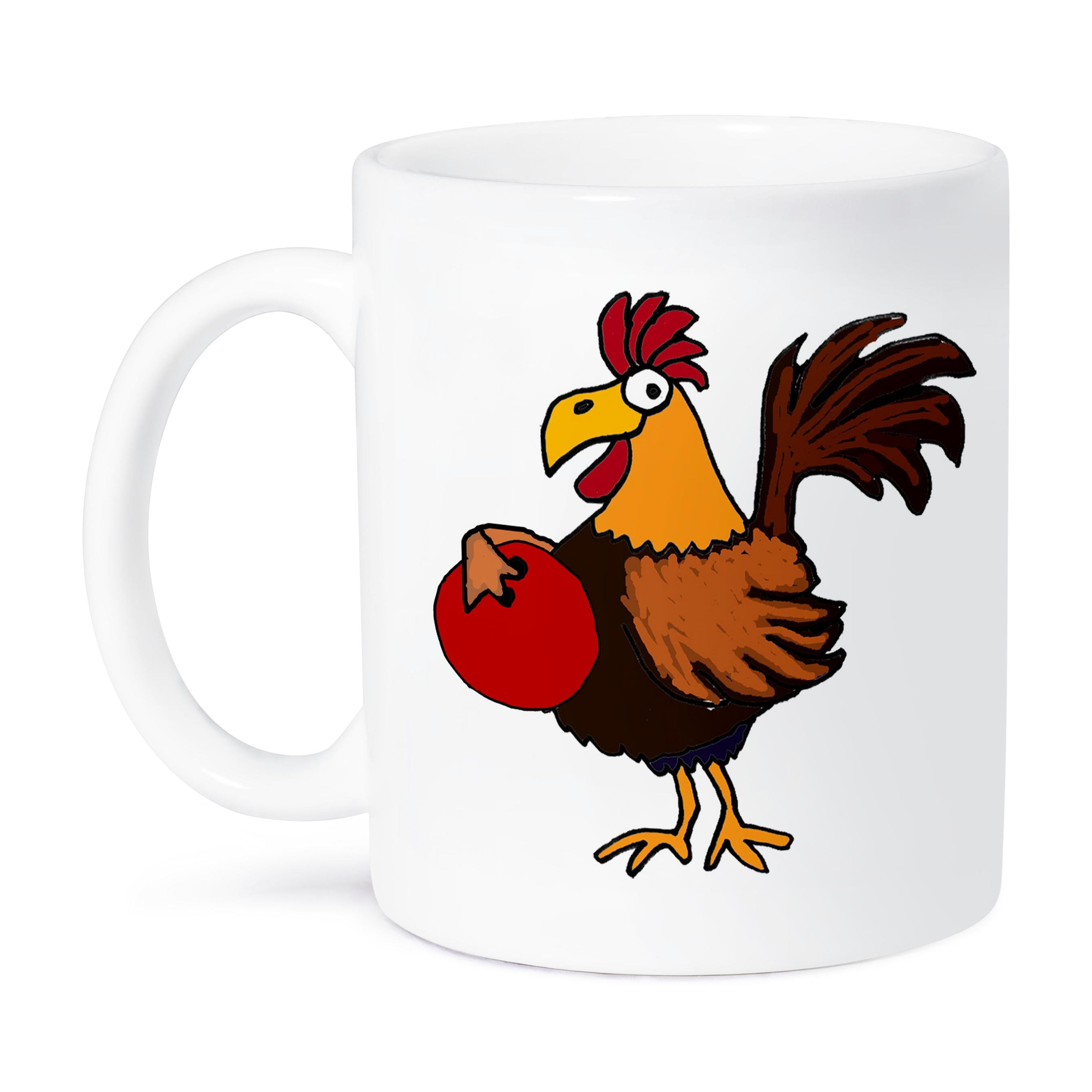 3dRose, Cute funny Rooster Chicken Bowling cartoon, 11oz Mug - Walmart.com