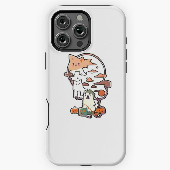 Cute ghost cat Halloween Hallows Eve Art Phone Case for iPhone 16 15 14 ...
