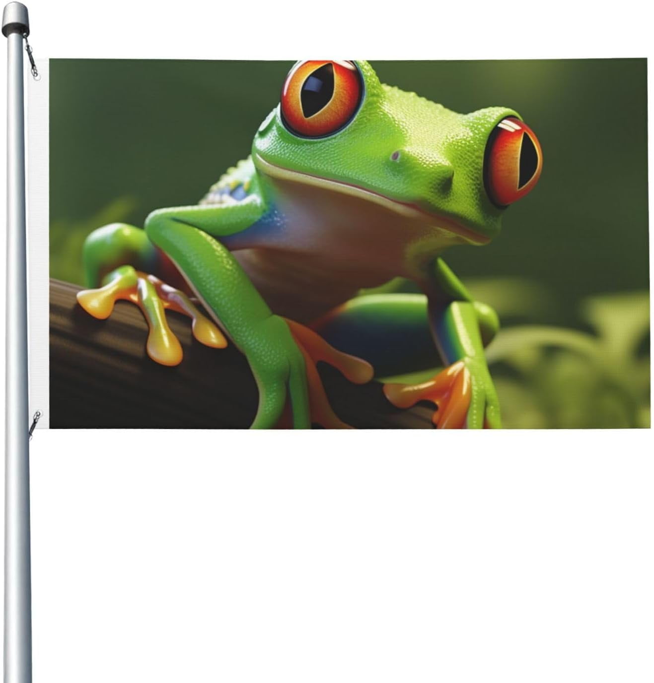 Cute green frog Garden Flag Welcome Flags for Outside Holiday Banner ...