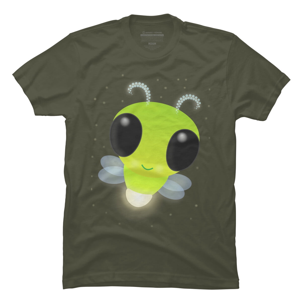 Cute green glow bug firefly cartoon illustration Mens Military Green ...