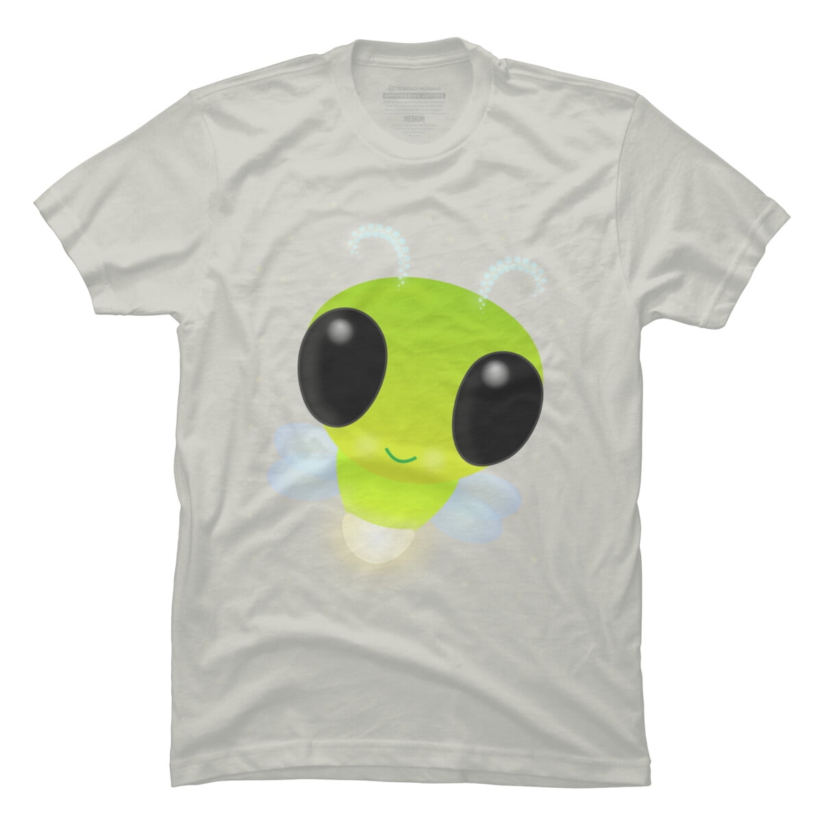 Cute green glow bug firefly cartoon illustration Mens Silver Cream ...