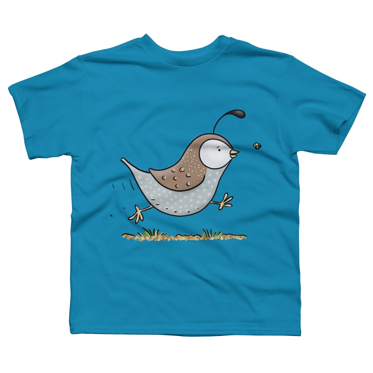 Cute happy californian quail cartoon illustration Boys Turquoise Blue ...